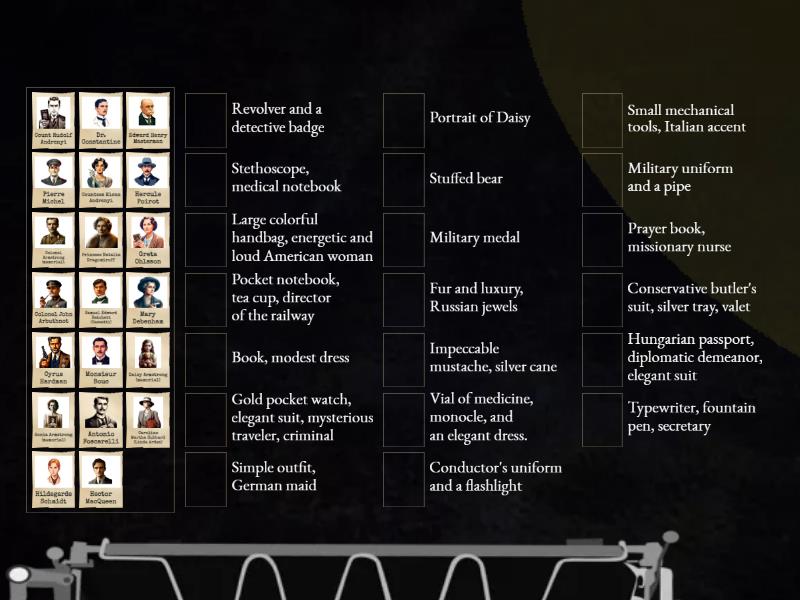 Match the Mystery: "Murder on the Orient Express" Character Quiz - Match up