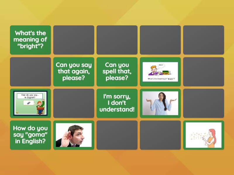 Classroom Language - Matching pairs