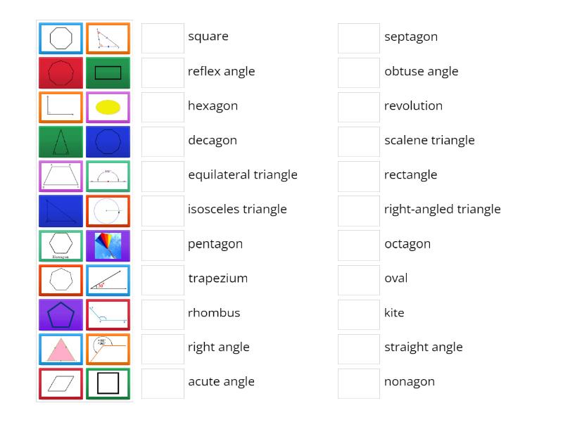 2D Shapes and Angles - Match up