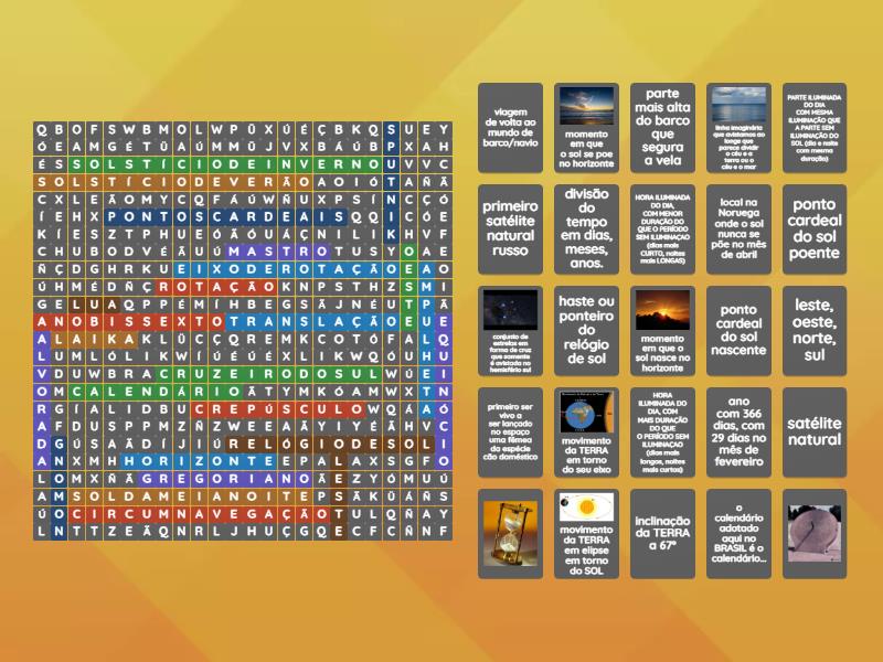 ROTAÇÃO E TRANSLAÇÃO MEDIDAS DE TEMPO - Wordsearch