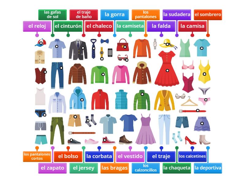La ropa (clothes) - Labelled diagram