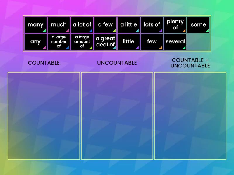 LH B2 Unit 9 Determiners and Quantifiers - Categorize