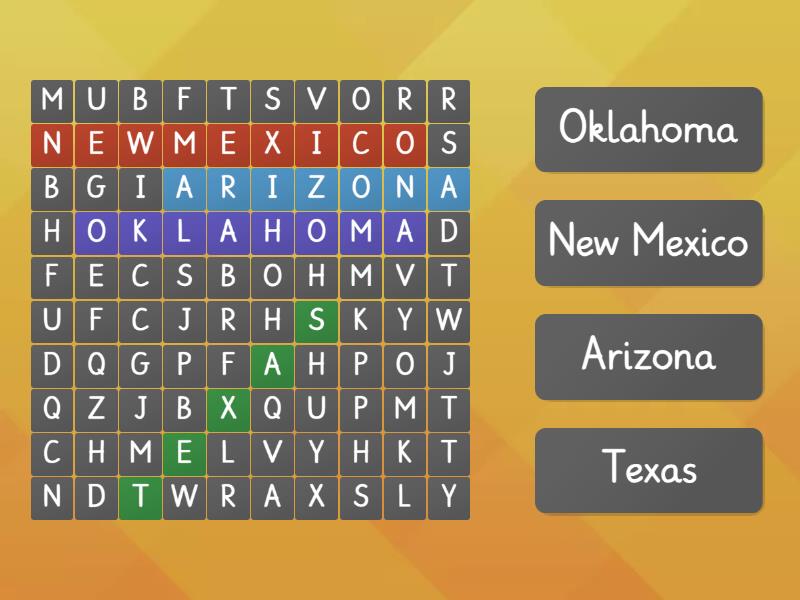 Southwest Word Search - Wordsearch