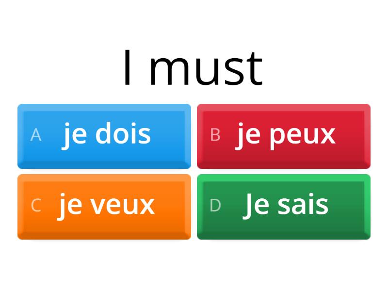 Pouvoir, devoir, vouloir, savoir - Quiz