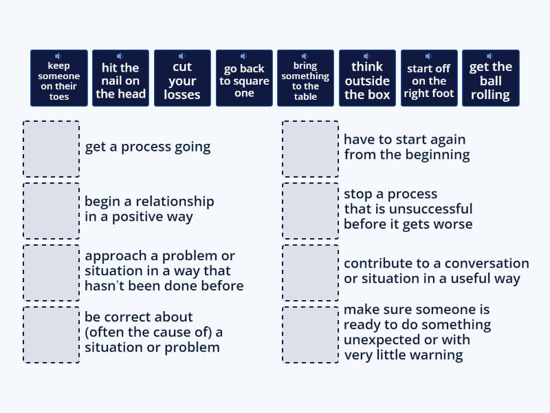 Common expressions in business - definition - Match up