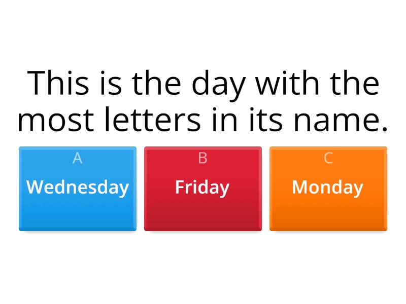 Days of the week - Quiz