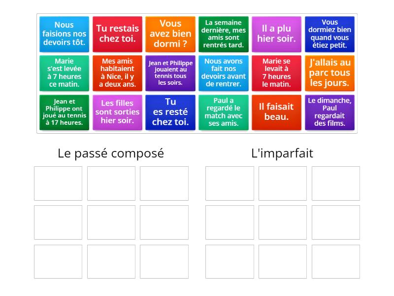 Le passé composé ou l'imparfait? - Group sort