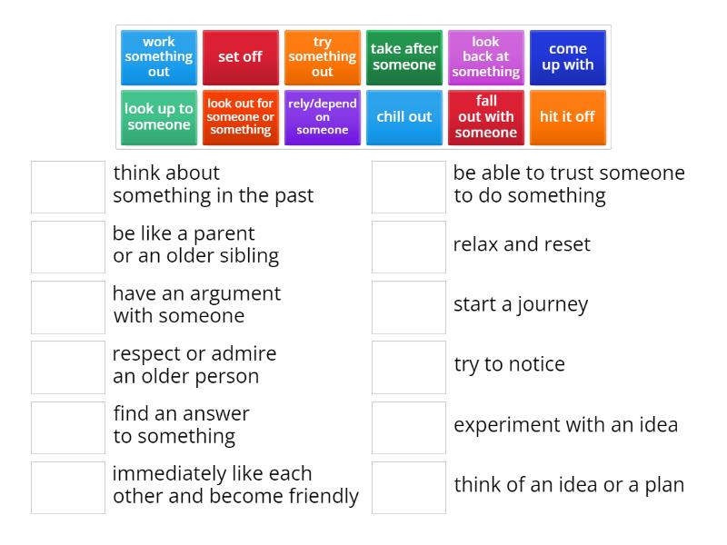 Complete English. unit 1. phrasal verbs match - Match up