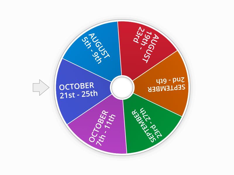 dates for bulletin board presentation - Spin the wheel