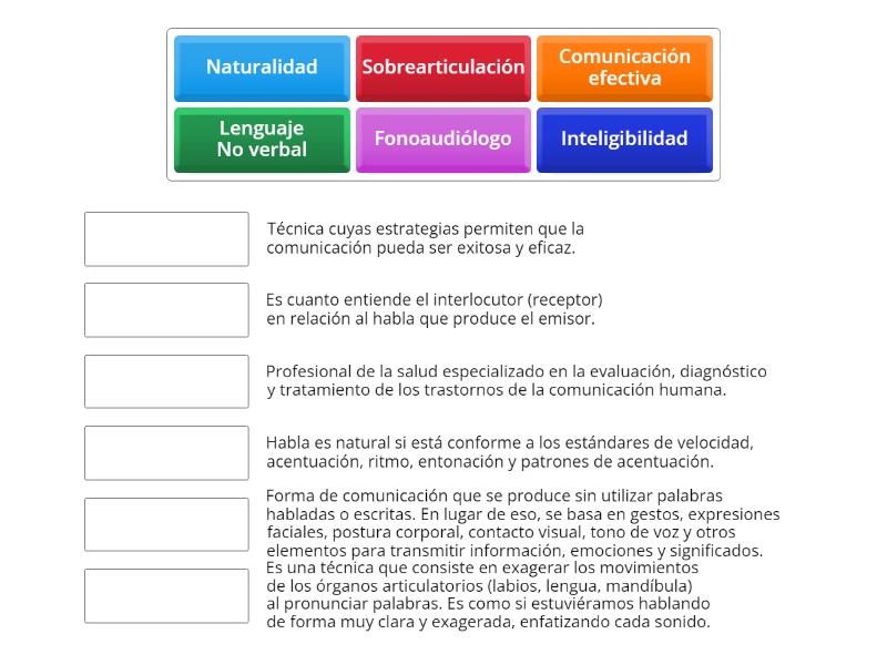 Conceptos con su significado - Match up
