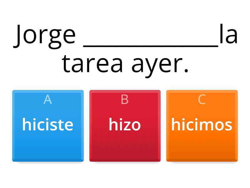 Preterito de verbos irregulares - Quiz