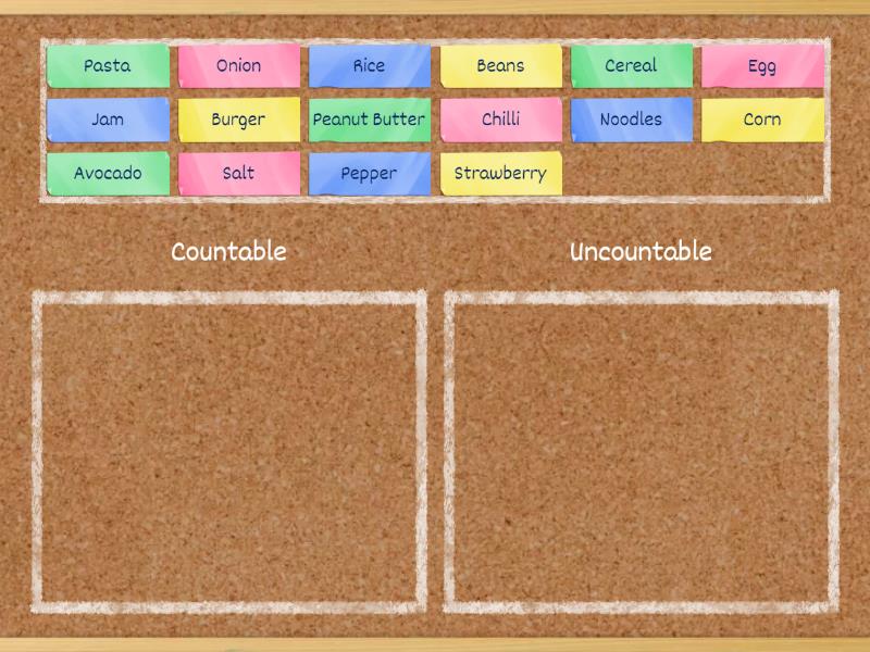 Countable and Uncountable Nouns - Categorize