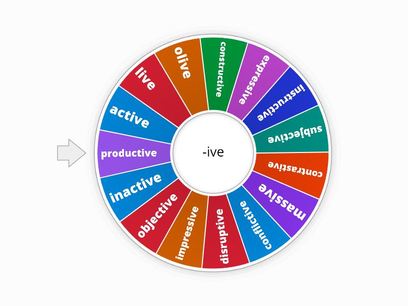 Wilson Step 4.4 -ive exception/suffix Wheel - Spin the wheel