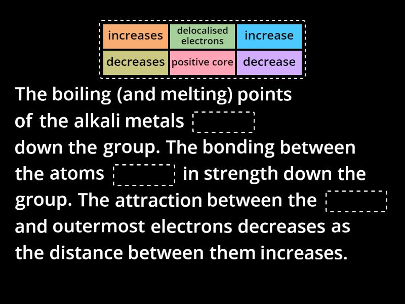 Melting and Boiling Point Trends (Metals) - Complete the sentence