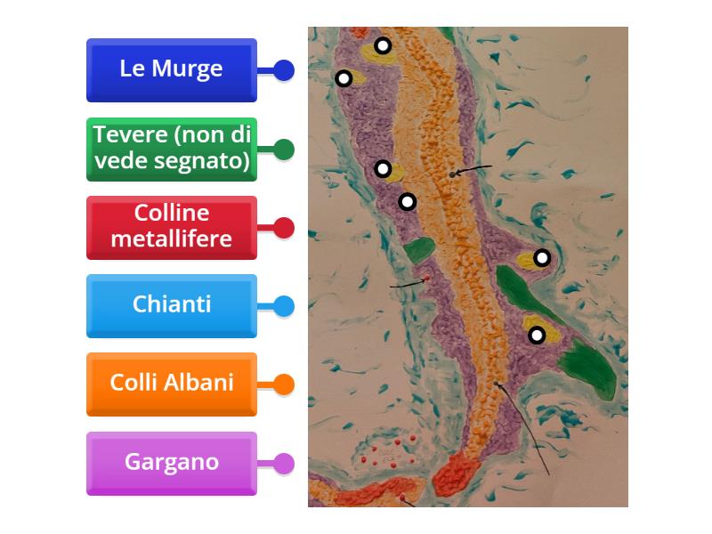 Fiume e colline centrali - Labelled diagram