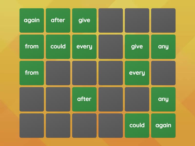 1st grade sight word matching game - Parejas
