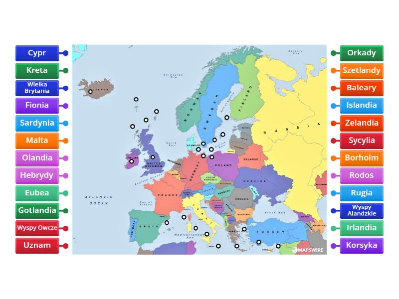Wyspy Europy - Labelled diagram