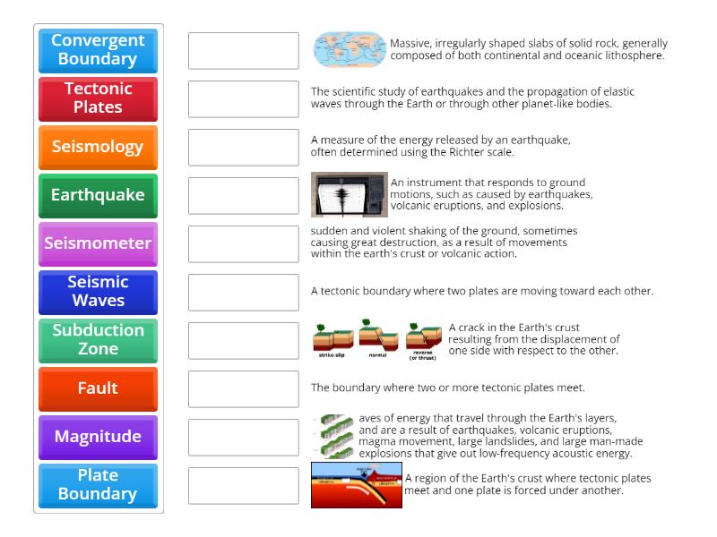 Earthquake matching exercise - Match up