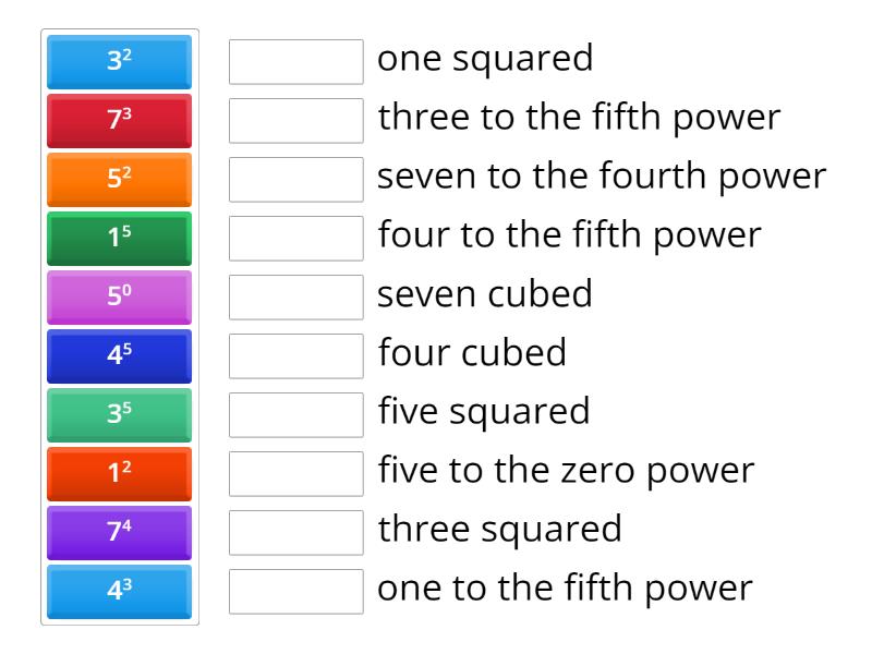 Reading exponents - Match up