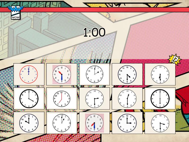 Half past and o'clock analogue and digital matching - Find the match