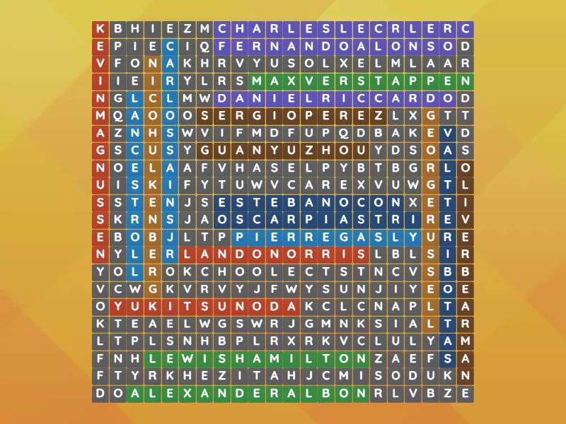 Caça palavras Da Formula 1 - Wordsearch