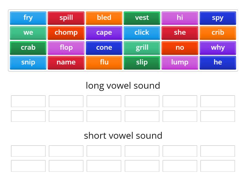 5.1 Long/short vowels (open, closed, VCE) - Group sort