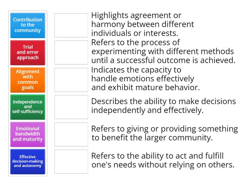 Upbringing vocabulary - Match up