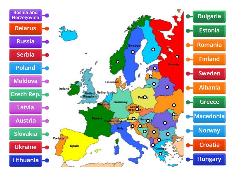 Countries of Eastern Europe - Labelled diagram