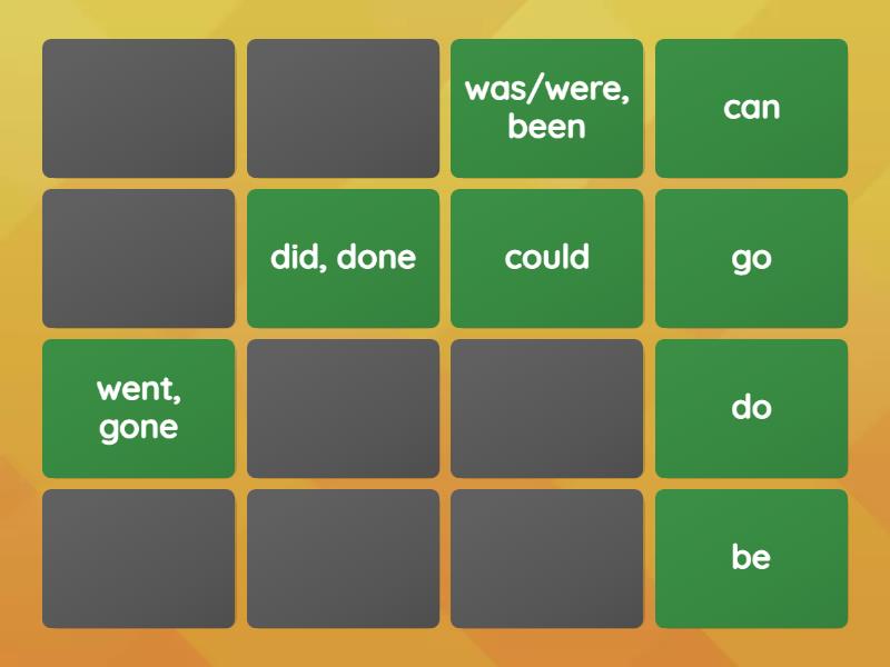 IRREGULAR VERBS MEMORY: be, can, do, go, have, make, come, become ...