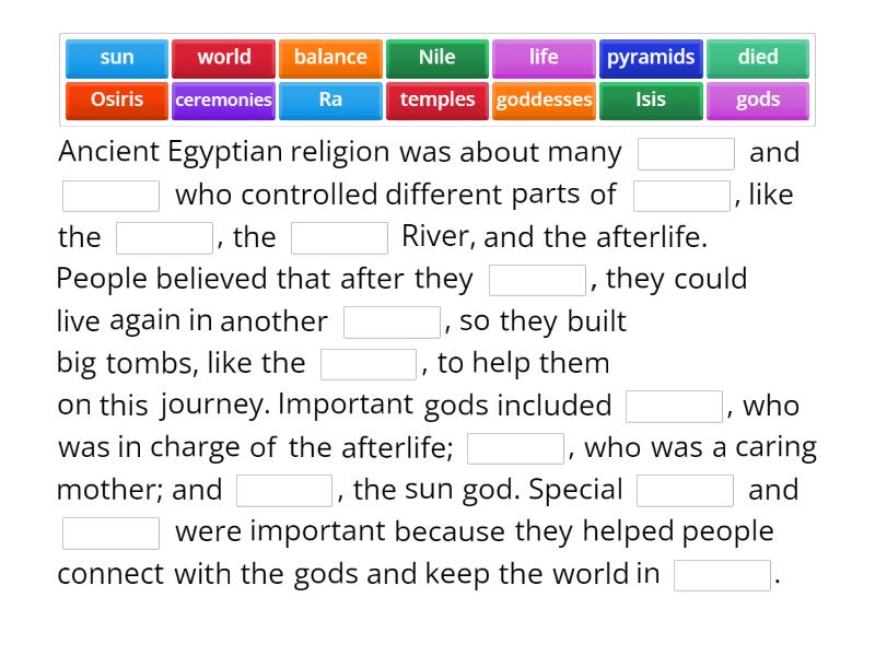 Ancient Egyptian Religion - Complete the sentence