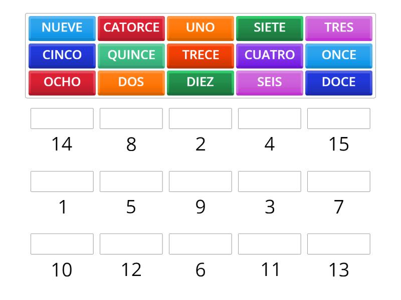 Spanish Numbers 1-15 - Match up