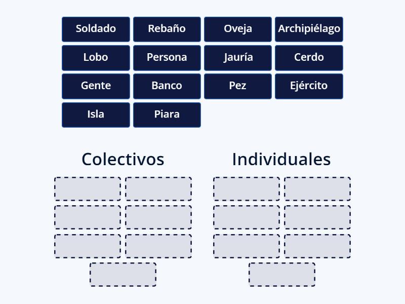 clasificacion de sustantivos colectivos e individuales - Group sort