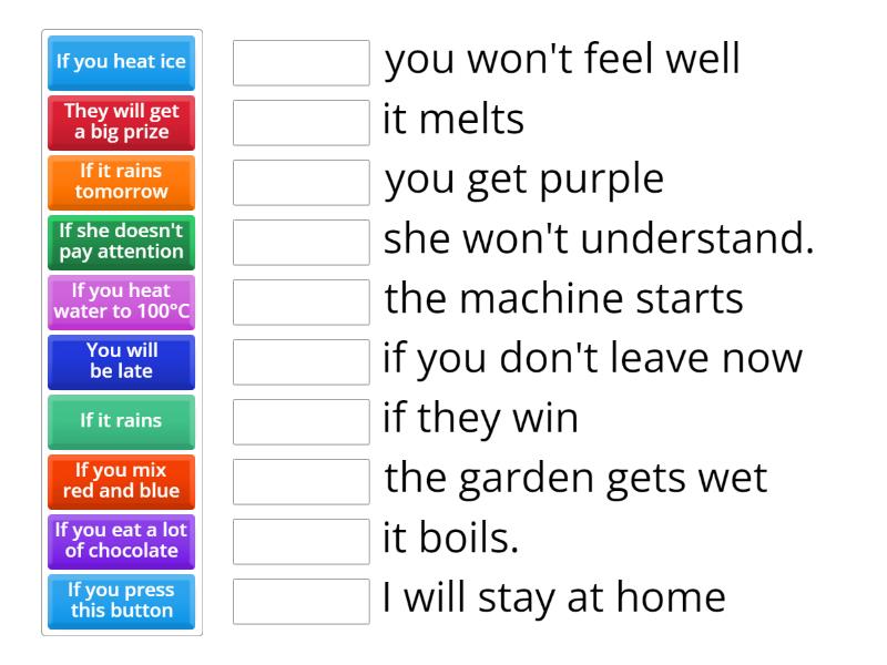 matching zero first conditional - Match up