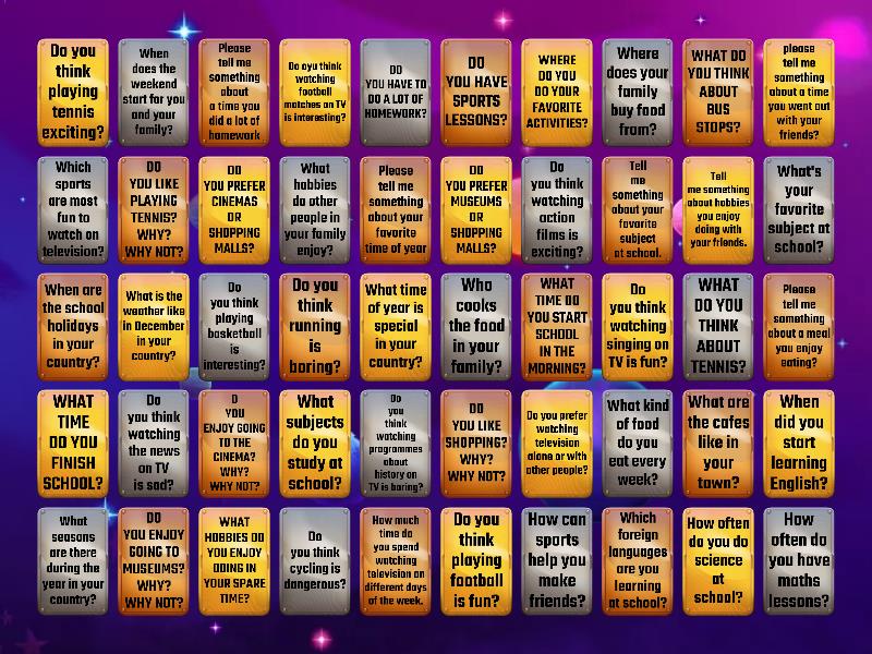 Space - KET Speaking Exam Practice Questions - Flip tiles