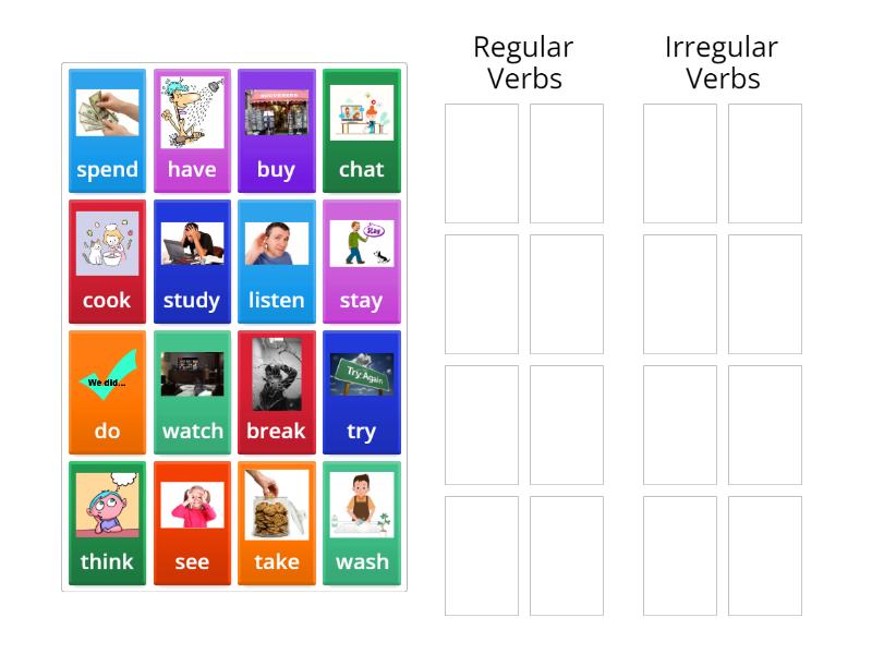 Regular vs irregular verbs in the correct groups! - Classificação em grupos