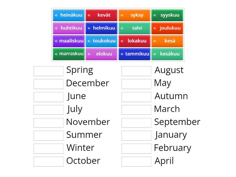 Finnish Months - Match up