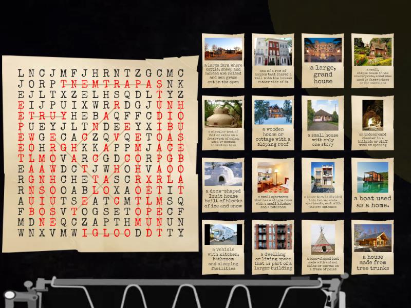 Types of Homes - Wordsearch