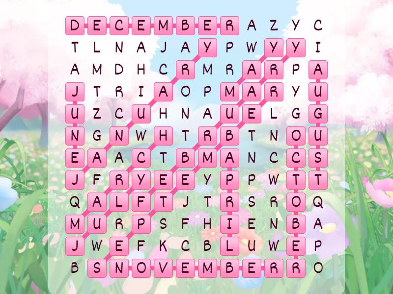 Months of the Year - Wordsearch