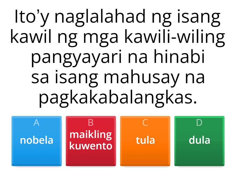 PANUTO: Piliin sa loob ng kahon ang tamang salitang naglalarawan sa ...