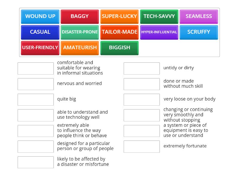 ADJECTIVES - CLOTHES AND FASHION - Match up