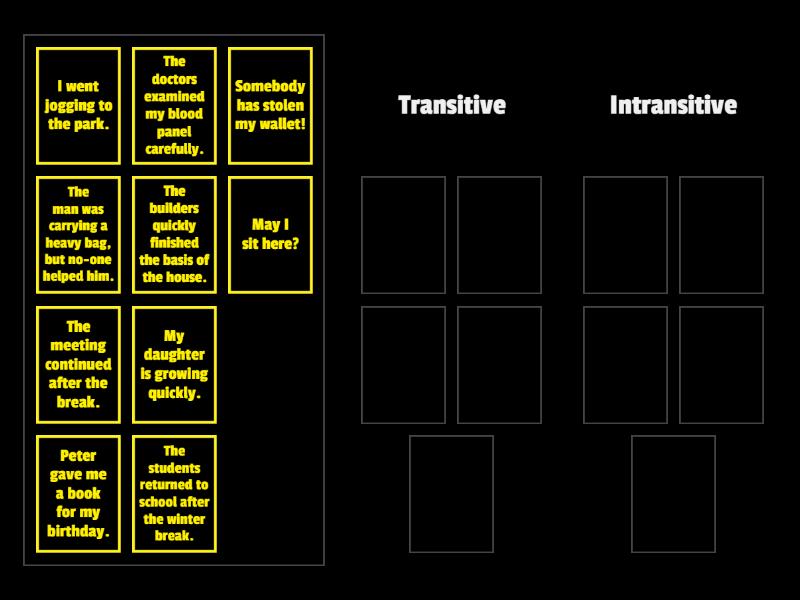 Transitive and intransitive sentences - Group sort