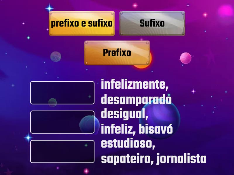 Identificar palavras com sufixo e prefixo - Permainan Pencocokan