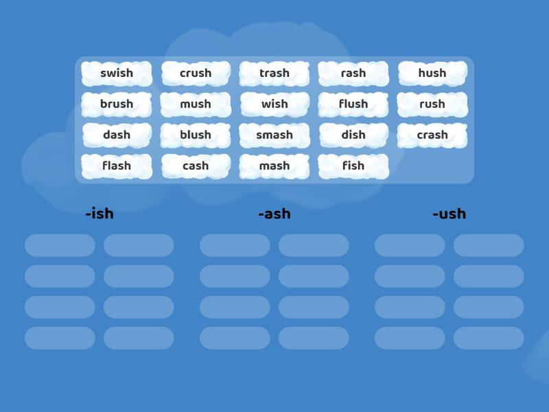 LN 33: -ish, -ash, and -ush Word Families - Group sort