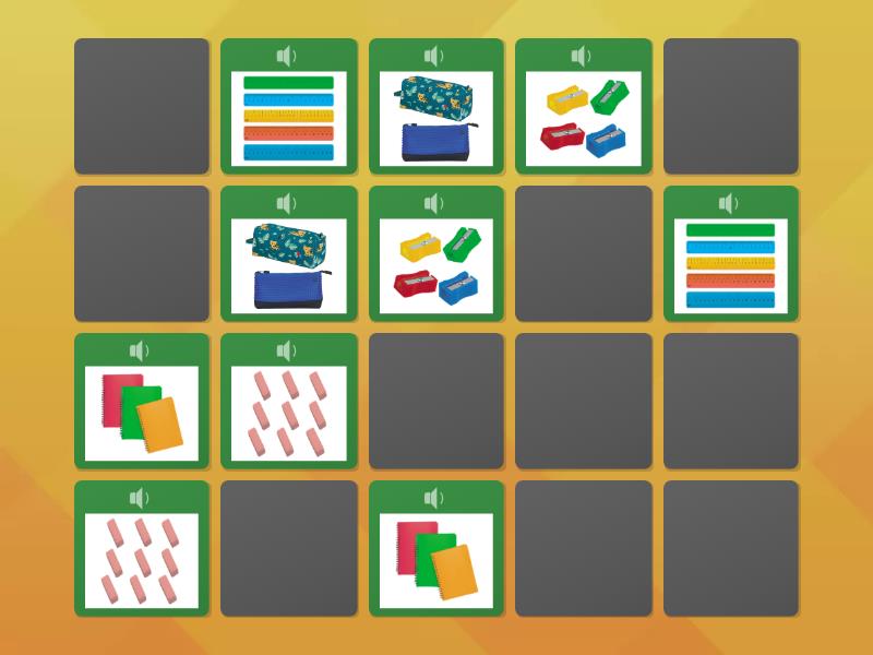 Counting School Supplies - Matching pairs
