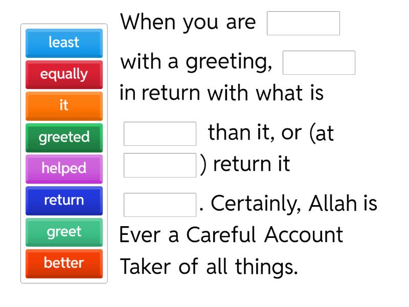 Returning the greating of peace. - Complete the sentence