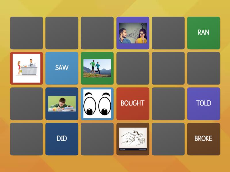 Irregular verbs memory game - Matching pairs