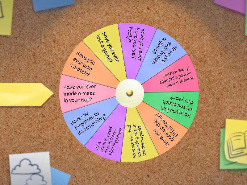 Have you ... (Present Perfect questions - Outcomes Elementary) - Spin the wheel