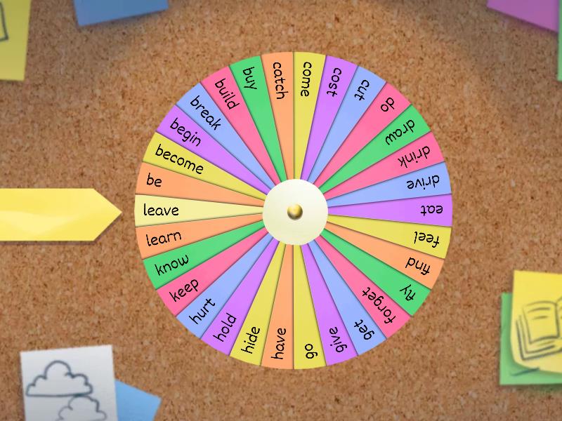 4º Irregular verbs WHEEL - 1st half of the list - Spin the wheel
