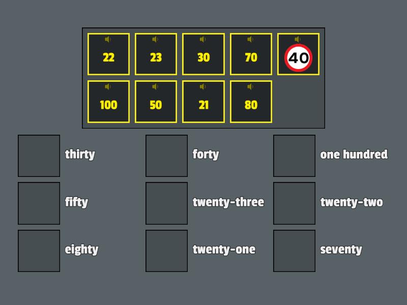 number 21-100 - Match up