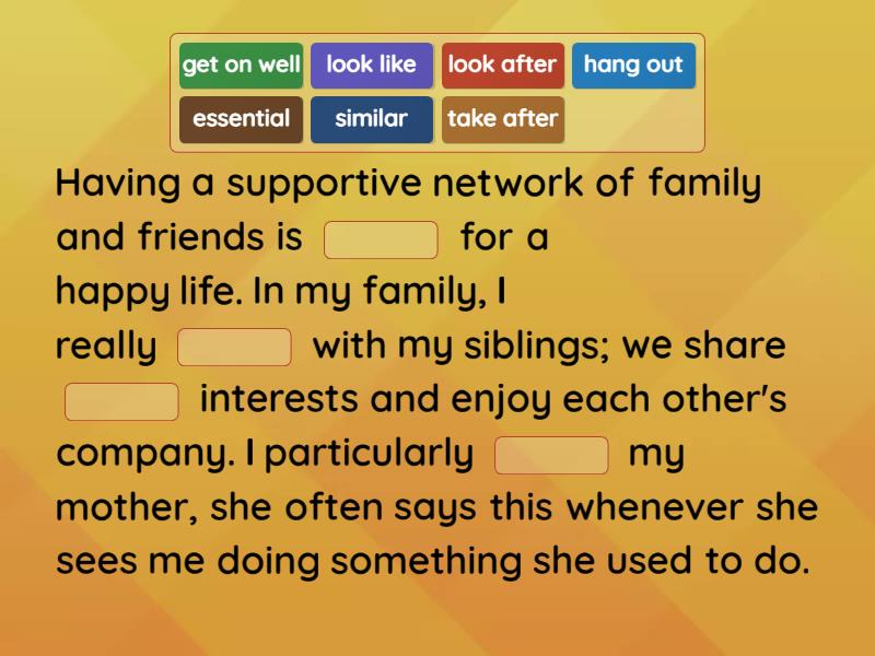 Family and Friends - Complete the sentence